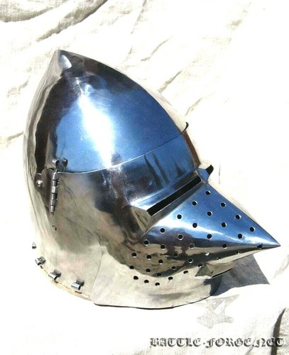 Helmet Face Pig Medieval Bascinet Armor Steel Hounskull Larp Klappvisor ...
