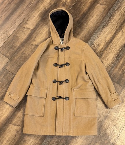 Vtg LL Bean Toggle Duffle Coat Wool Thinsulate Beige Tan Mens Large ...