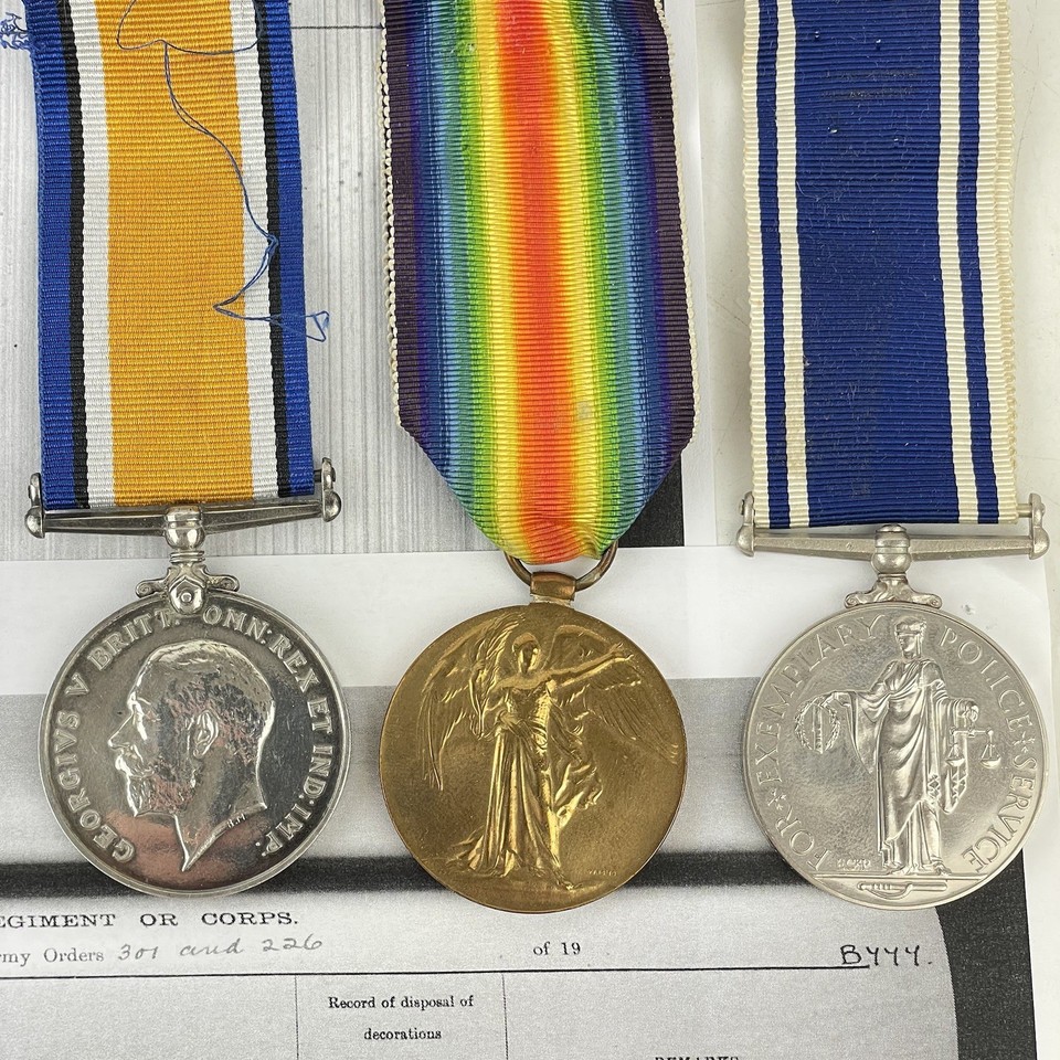 WW1 Medal Pair & Police Long Service Private R J Pitt Machine Gun Corps ...