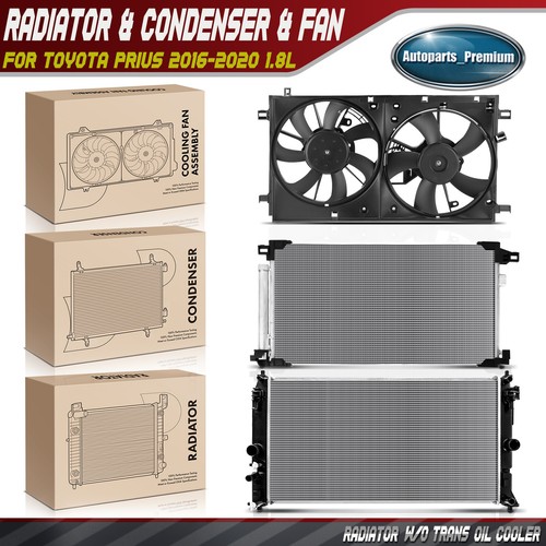 Radiator & AC Condenser & Dual Cooling Fan Kit for Toyota Prius 2016 ...