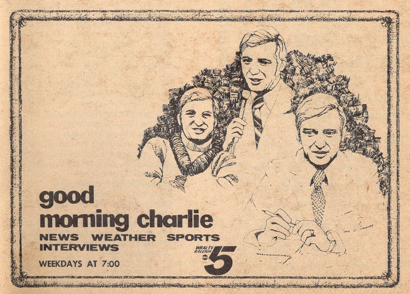 1972 WRAL TV AD ~ GOOD MORNING CHARLIE GADDY Raleigh,North Carolina | eBay