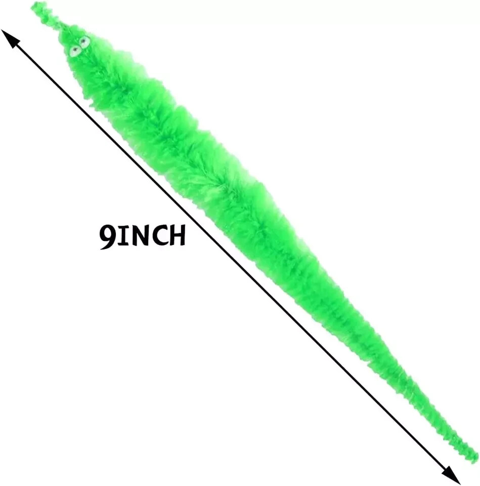 12 PACK Magic Twisty Worm Wiggly Twisty Fuzzy Worms on String Magic ...