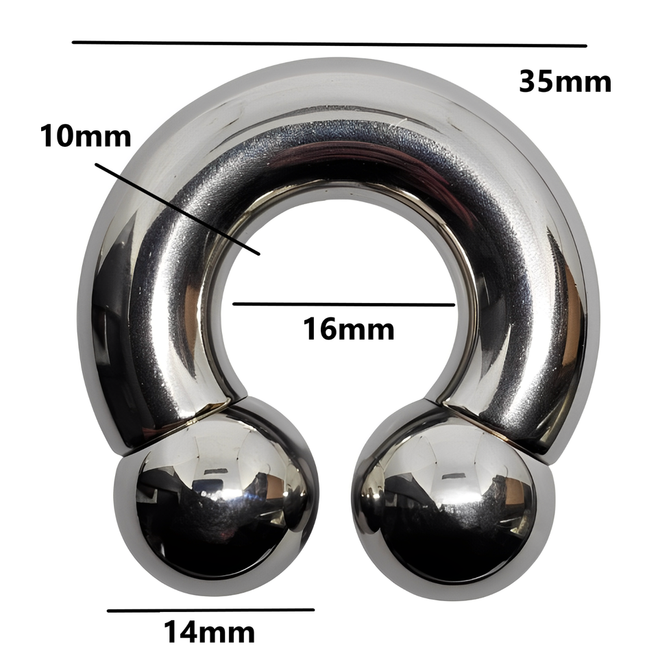 Horseshoe Piercing 14mm Balls 35mm CBB 00 Gauge (10 mm) 316L Steel ...