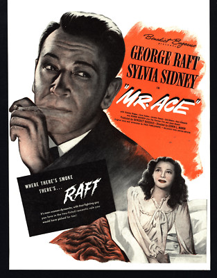 1946 GEORGE RAFT SYLVIA SIDNEY "MR. ACE" MOVIE VINTAGE PRINT AD | eBay
