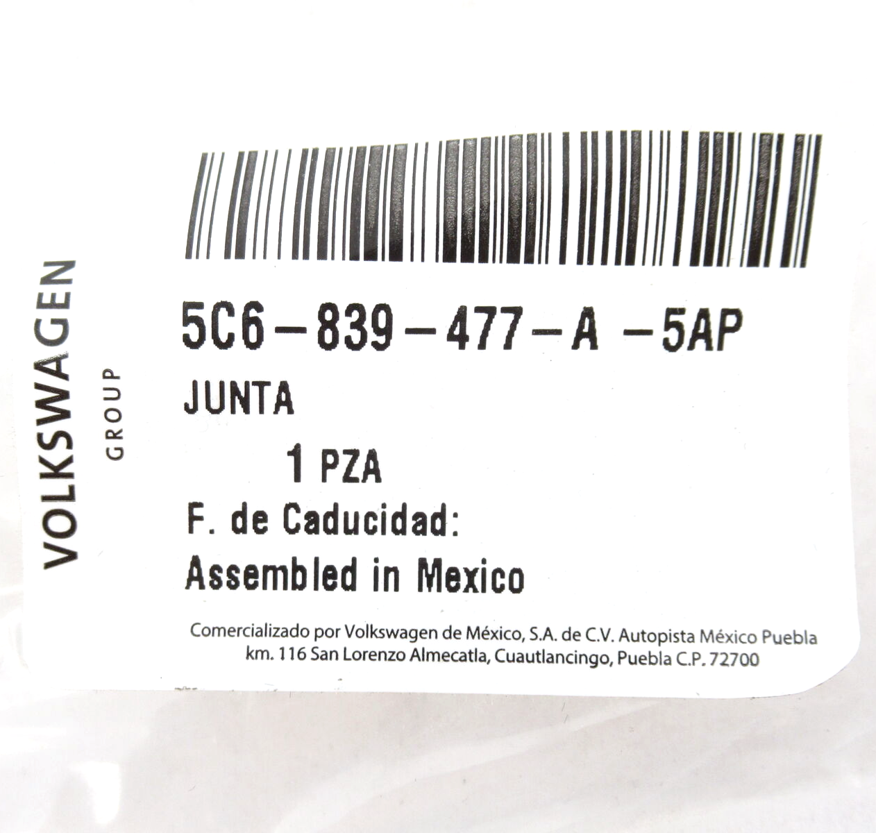 Genuine OEM VW 5C6-839-477-A-5AP Driver LH Rear Belt Weather Strip 2011 ...