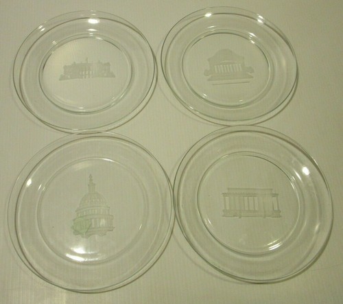 Set of 4 Glass Plates, Washington DC Monuments Etches | eBay