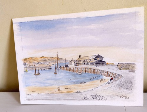 Watercolour Painting The Cobb Lyme Regis Dorset R Kemp 2003 | eBay UK
