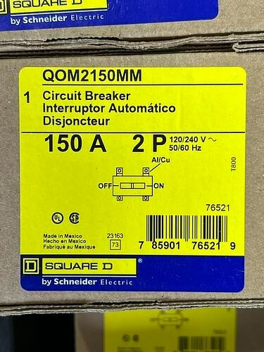 NEW Square D QOM2150MM Main Circuit Breaker 150 AMP 2 Pole 785901765219 ...