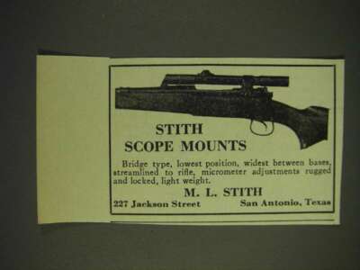 1936 M.L. Stith Scope Mounts Ad | eBay