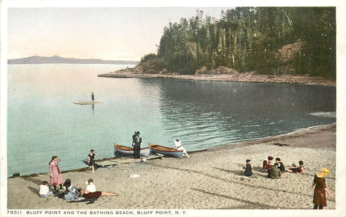 BLUFF POINT NY BATHING BEACH & BLUFF POINT POSTCARD | eBay
