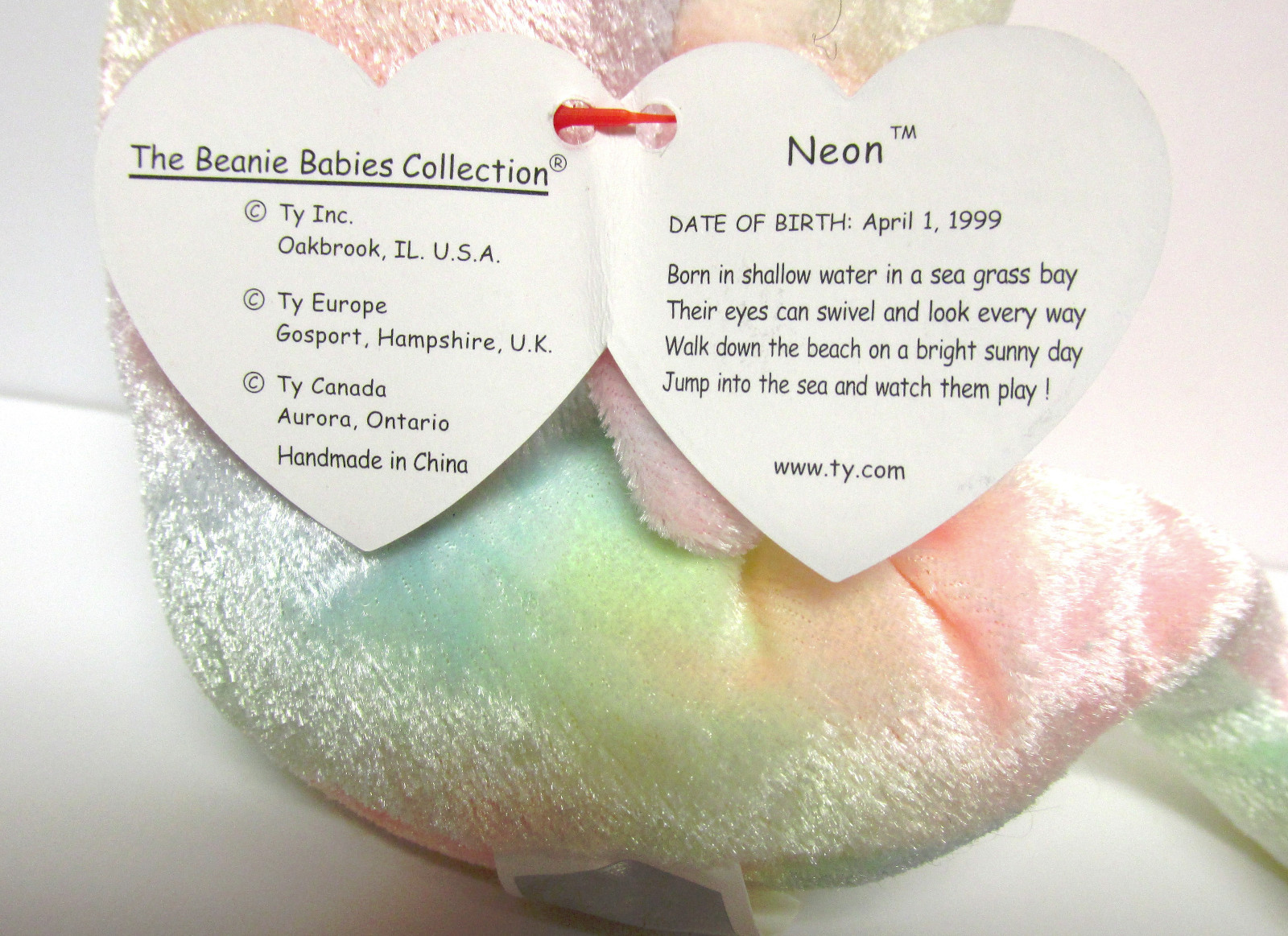 Ty Beanie Baby Neon Pastel Tie-Dyed Sea Horse Brand New PRISTINE CLEAN ...