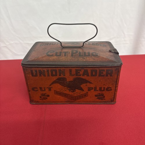 Antique Union Leader Cut Plug Tobacco LUNCH BOX Tin Smoke & Chew With ...