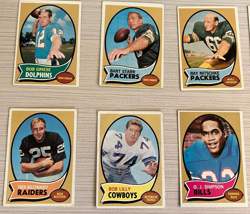 1970 Topps Football Set, Rookie O.J. Simpson, Stars Namath, Unitas ...