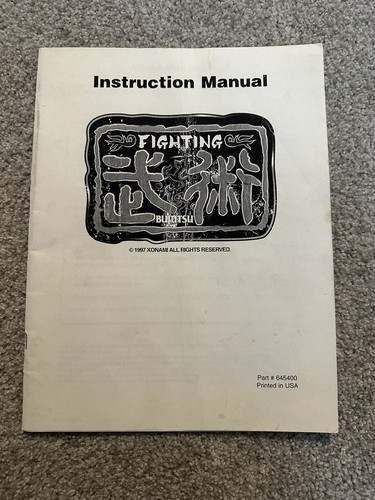 Original 1997 Konami Fighting Bujutsu Owners Instruction Manual 645400 ...