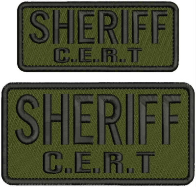 SHERIFF CERT embroidery patch 3x6 and 2x5 hook on back od green | eBay