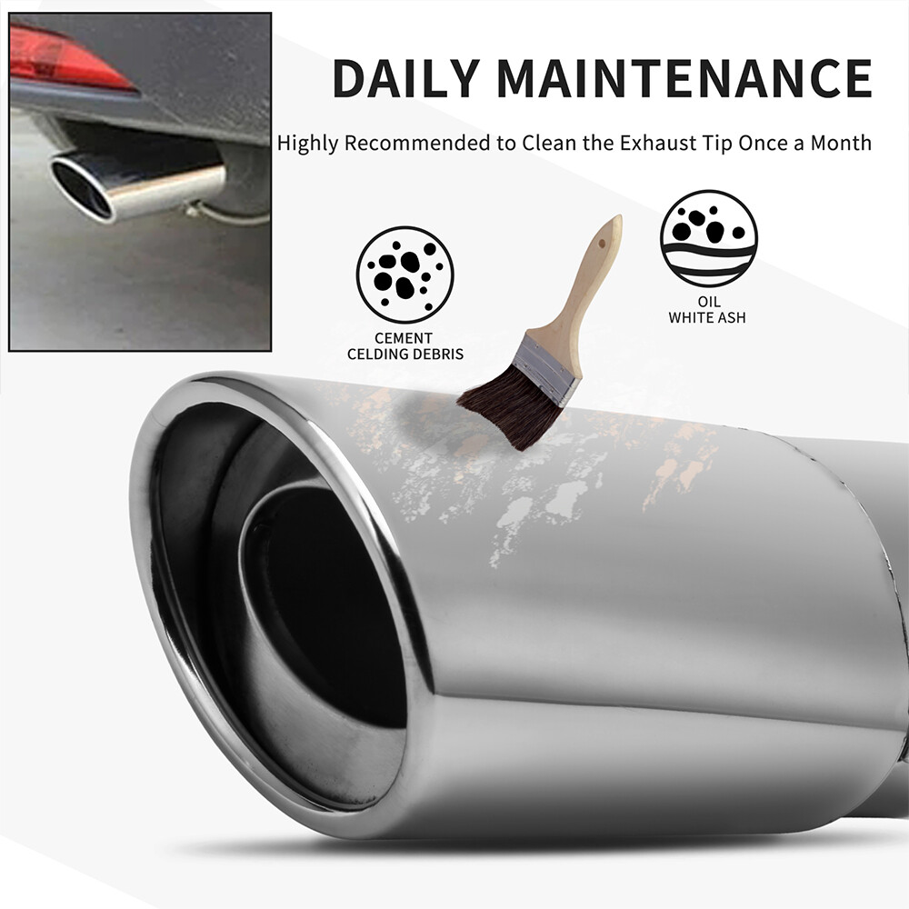 Universal Car Chrome Dual Exhaust Rear Pipe Tail Muffler Tip Stainless ...