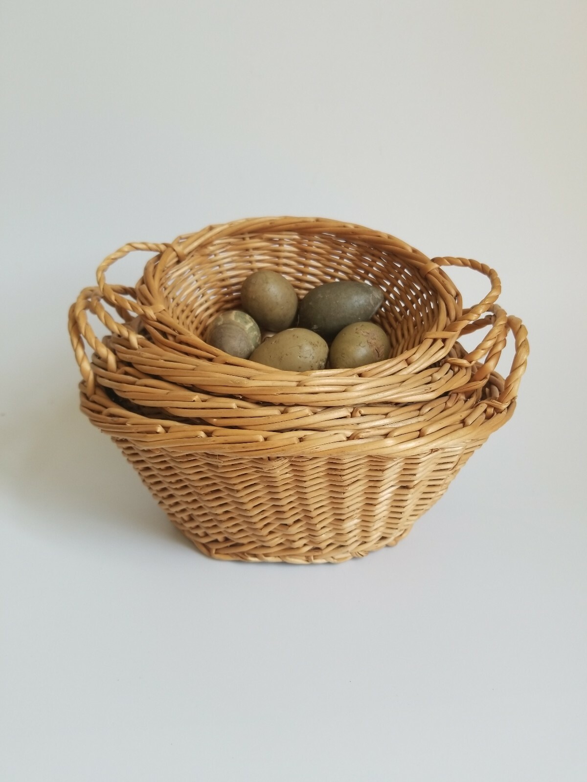 Vintage Miniature Splint Wood Handled, Nesting Gathering Baskets (4) | eBay