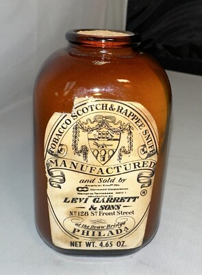 Vintage Levi Garrett & Sons Tobacco Scotch Rappee Snuff Bottle with ...