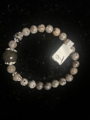 Gray Bead Bracelet, Yopperlite Stone Beads, 7.5inches, UV Reactive ...