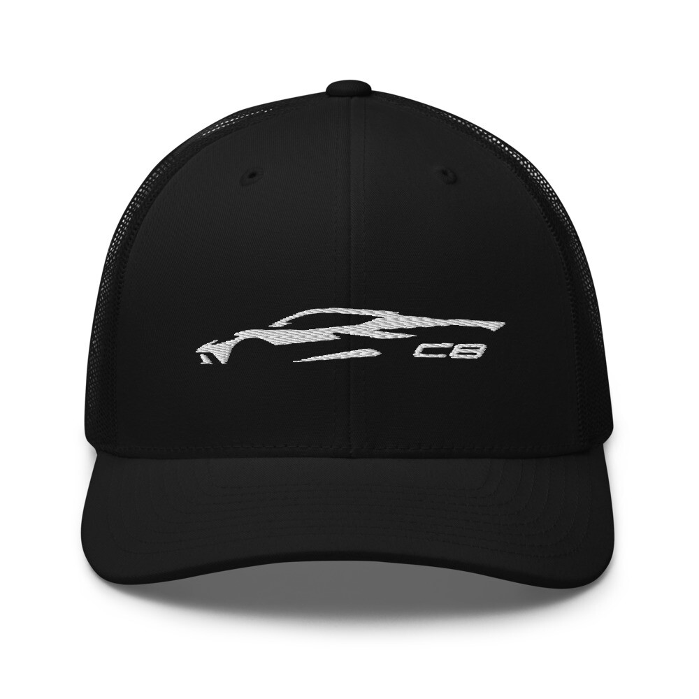 2023 vette C8 Outline 8th Gen Mid Engine Vette Gift Trucker Cap Snap ...