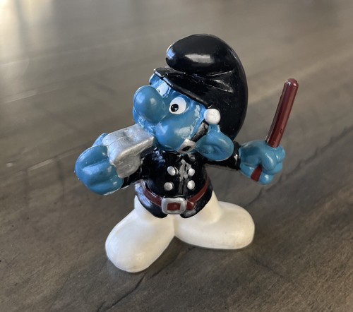 Vintage Smurfs - 20123 - Policeman Smurf in Black Uniform Whistle ...