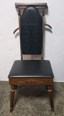 Vintage Butler Valet Gentlemans Chair w/ Coat Hanger, Seat Storage And ...