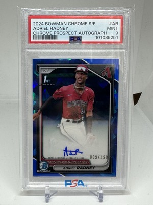 2024 Bowman Chrome Sapphire Prospects Auto Adriel Radney #/199 PSA 9 | eBay
