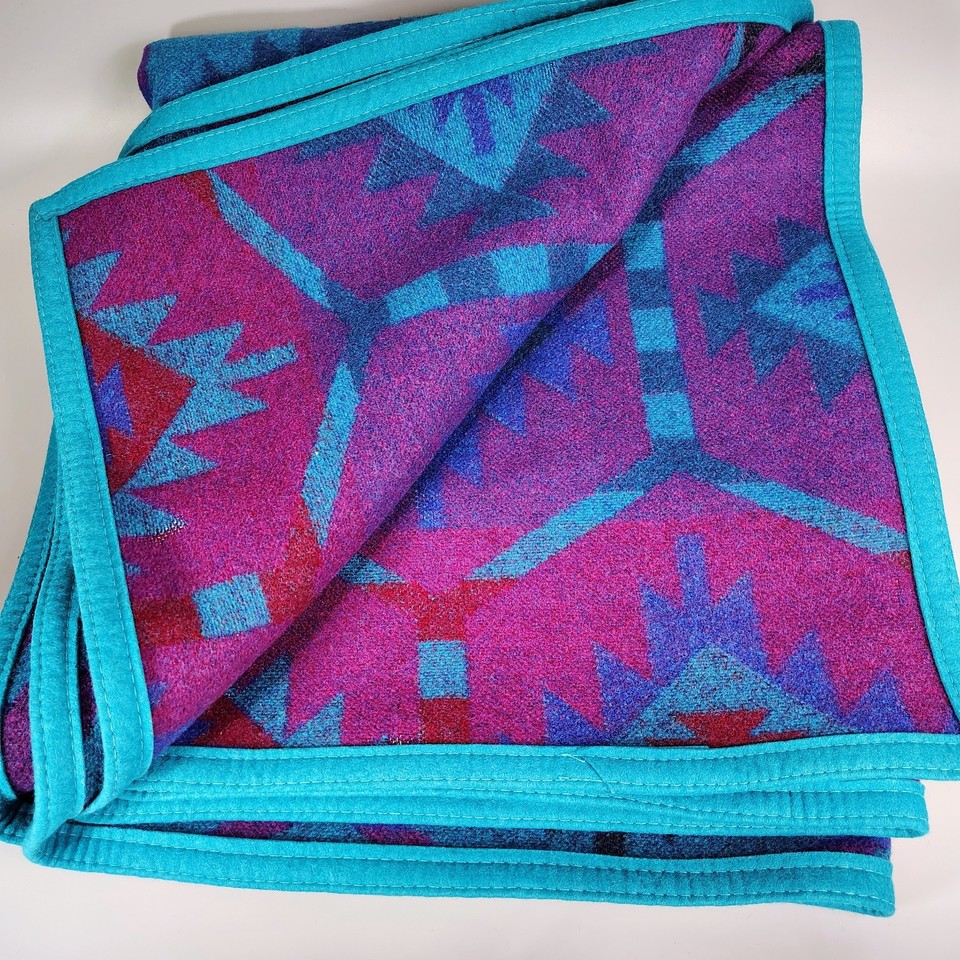 Pendleton Westland Wovens Blanket Turquoise Purple Pink Wool EUC ...
