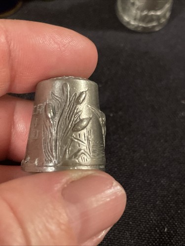 Two Pewter Thimbles. England And South Dakota Bison Bird Mountains | eBay