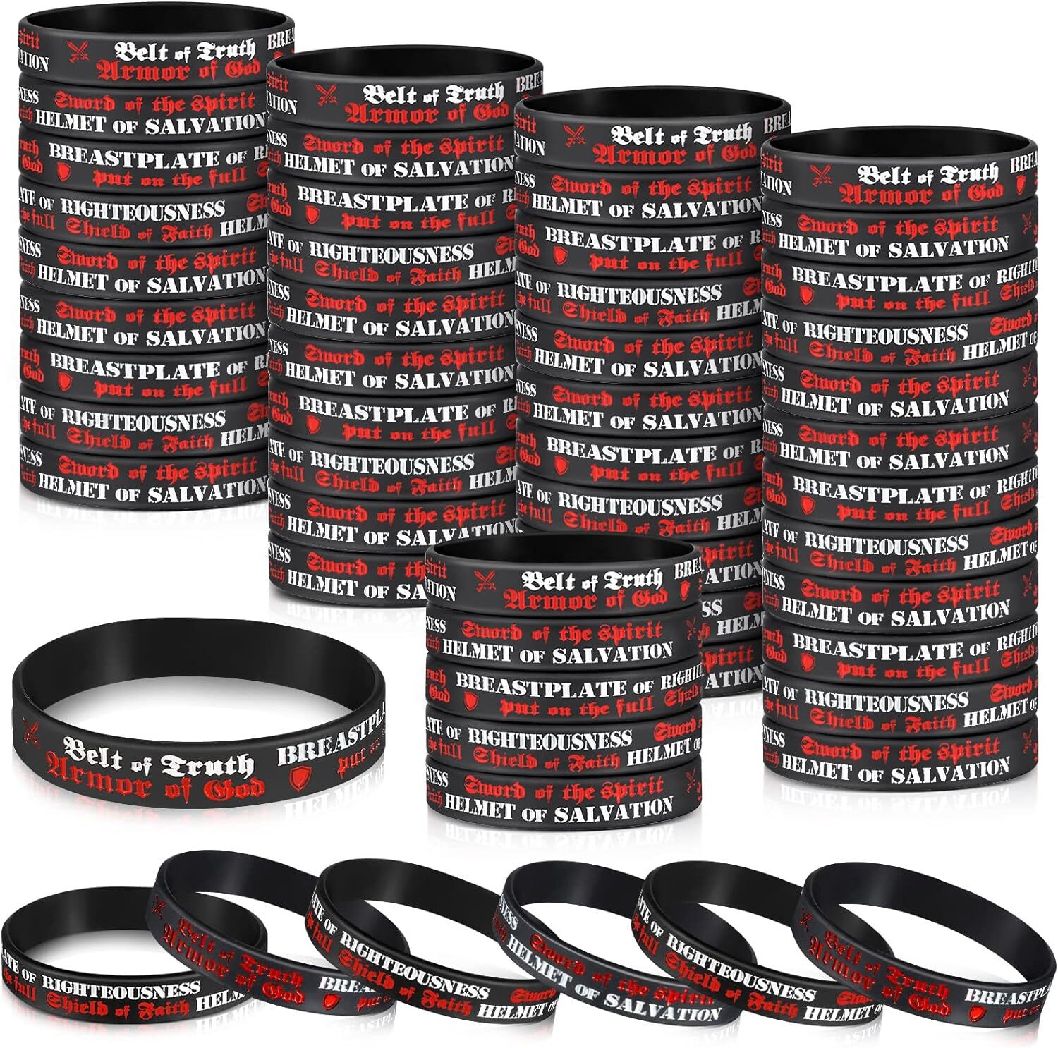 Armor of God Silicone Wristband Bracelets Ephesians 6 10-18 Rubber ...