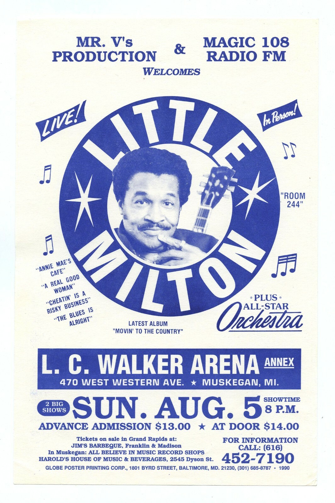 Little Milton Handbill 1990 August 5 L.C. Walker Arena Muskegan MI | eBay