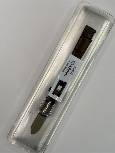 10mm Leather Watchband Watch Strap Wristwatch Band Buckle Belt-Dark ...