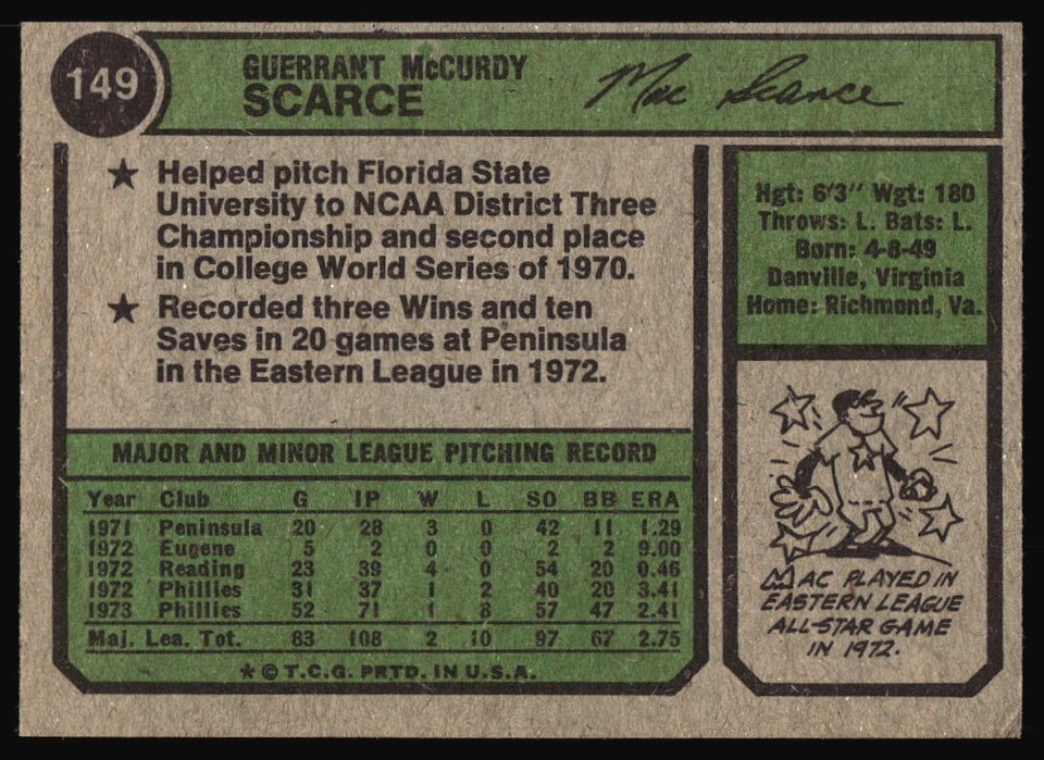 1974 Topps Mac Scarce #149 Philadelphia Phillies | eBay