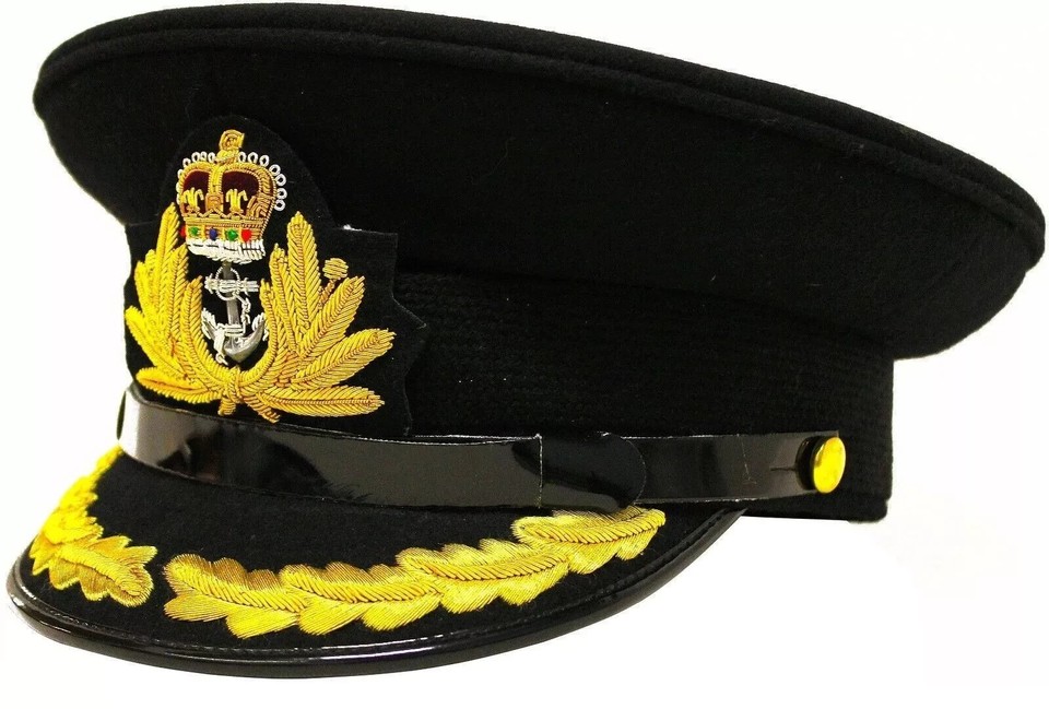 UK Royal NAVY Officer Captain Black Hat British Britain Insignia Size ...