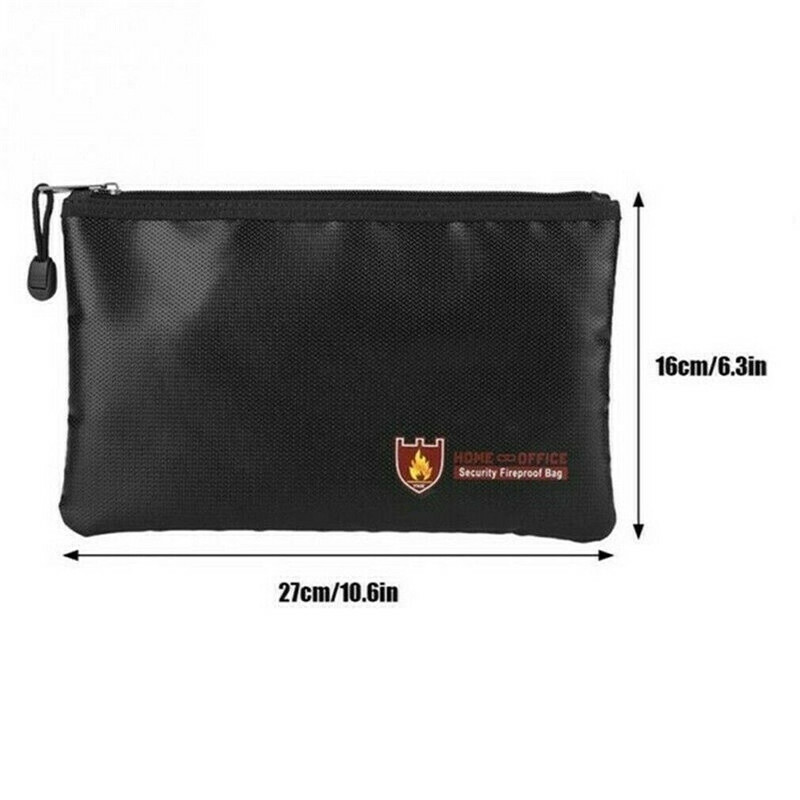 Fireproof Waterproof Document Bag Secret File Protect Pouch Cash Money ...