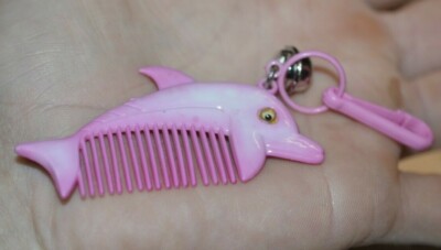 VTG 80s Pink Dolphin Comb with Bell Clip On Charm For Plastic ...