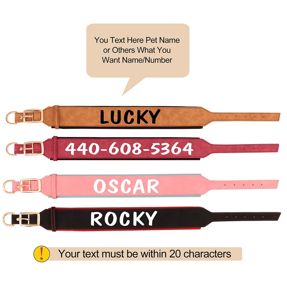 Wide Leather Padded Dog Collar Personalized with Name Rottweiler ...