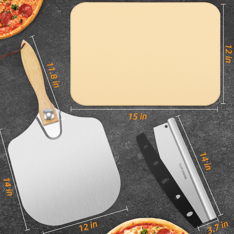 Pizza Stone 5 PCS Set, 15 x 12" Large Rectangle Pizza Stone Set for ...