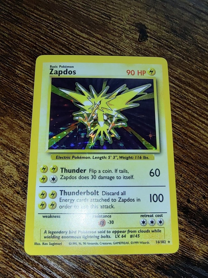 Pokemon Base Set Unlimited Zapdos 16/102 Holo Rare | eBay