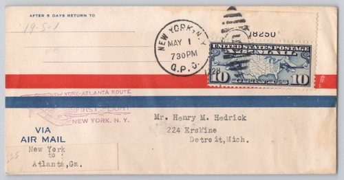 New York, NY — First Flight Air Mail –Atlanta Route, — 1928 — Postal ...