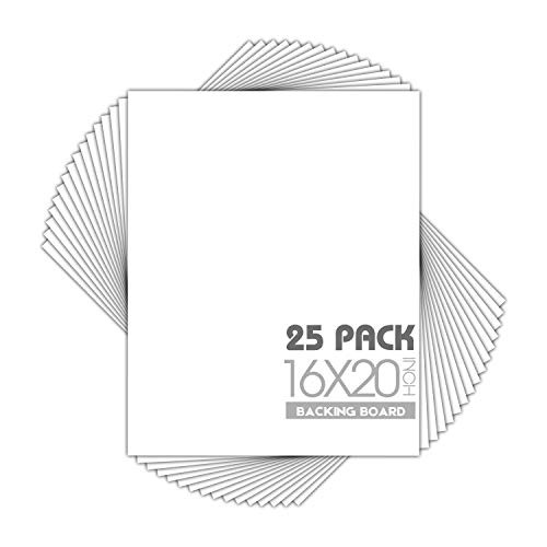 Mat Board Center, Pack of 25, 16x20 White Backing Boards, 4-Ply ...