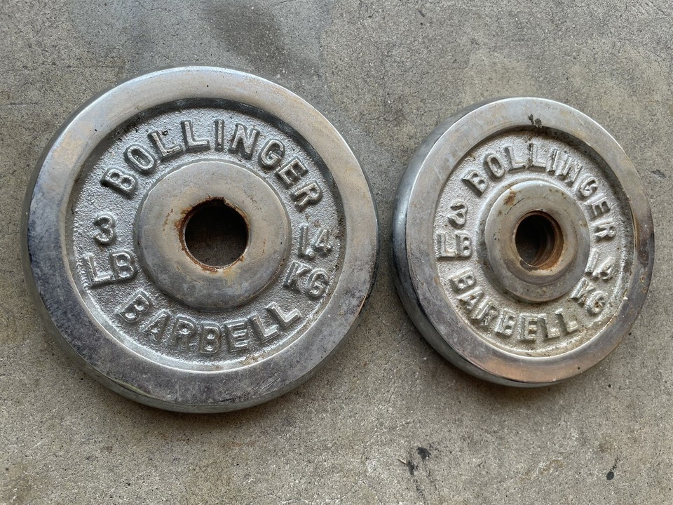 Bollinger 2-Threaded Dumbbell Barbells Pair 3LB plates 6 lbs Total | eBay