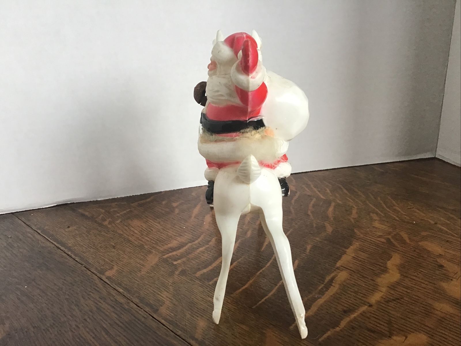 Vtg 1960's Hard Plastic **HOT PINK** Santa On Reindeer Christmas ...