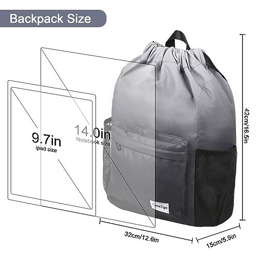 Drawstring Backpack Sports Gym Sackpack with Mesh Pockets Water ...