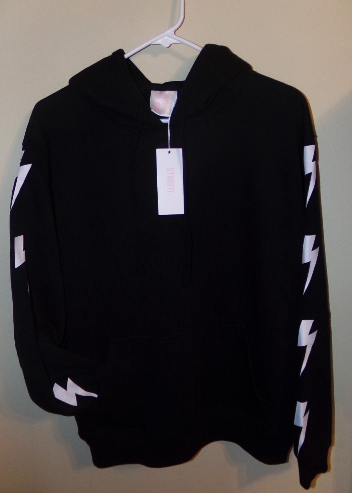 BLACK STARFIT BLACK HOODIE W LIGHTNING BOLTS NOS NEW PULLOVER SWEATSHIRT | eBay