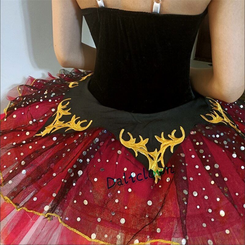 Women Girl Black Red Professional Tutu Dress Performance Dance Party ...