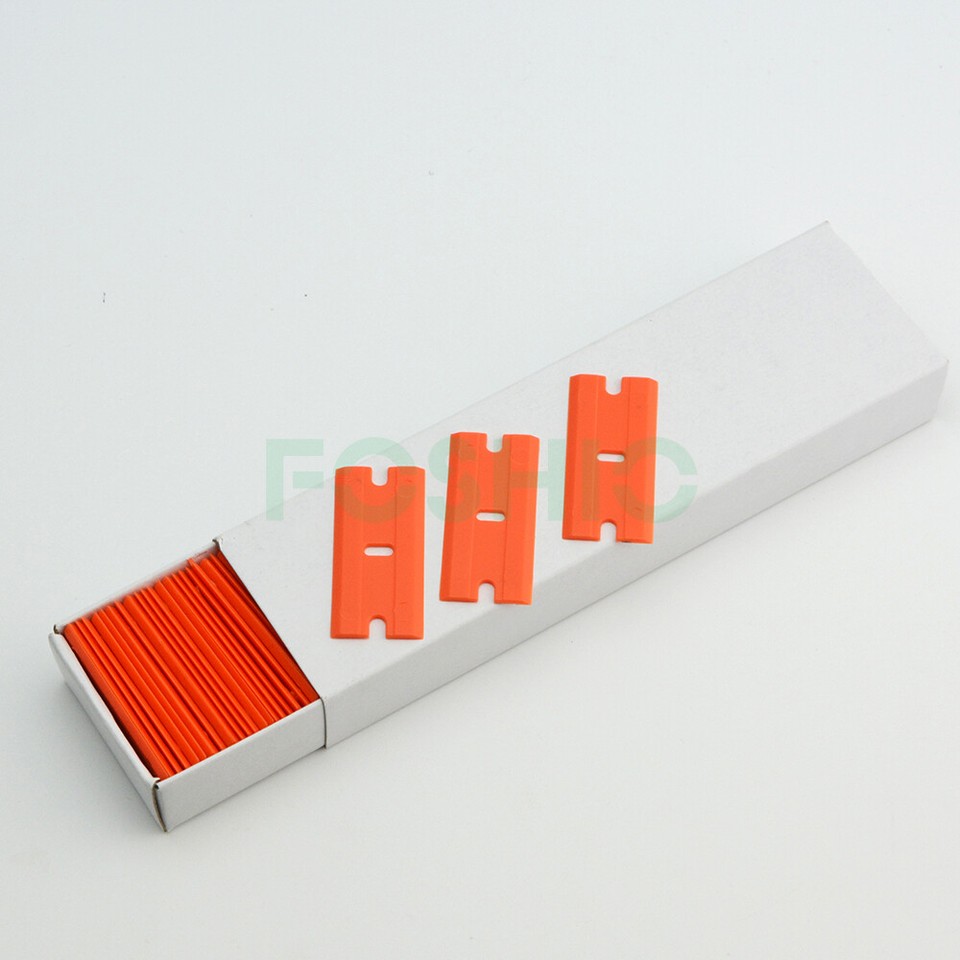100 Plastic Razor Blades and Razor Scraper Double Edged Sticker Removal ...