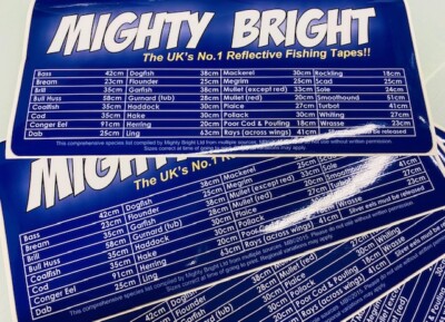 UK Sea Fishing Minimum landing size Fish guide- Tackle Box Stickers | eBay