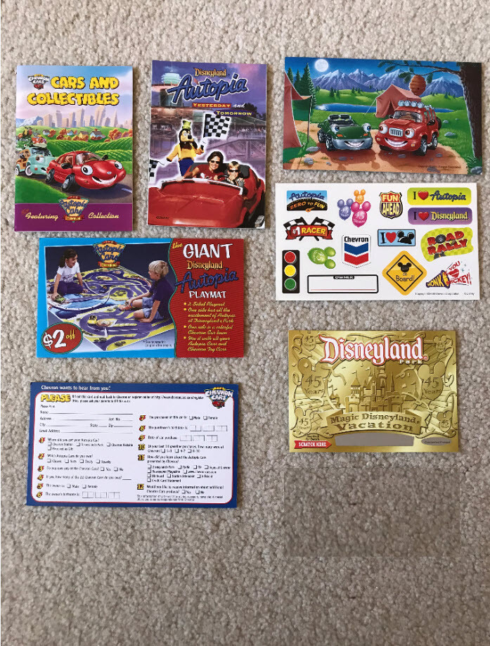 Lot of Disneyland Autopia ~ Stickers ~ Postcard ~ Brochures ~ Scratch ...