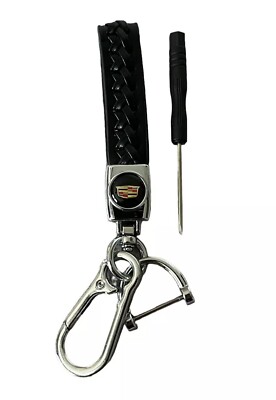 Cadillac Keychain Strap w/ Key Ring & Fob Ring Black Key Chain New | eBay